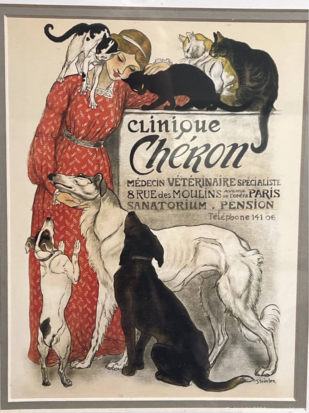 Framed Clinique Chéron print by Théophile-Alexandre Steinlen | Maxsold