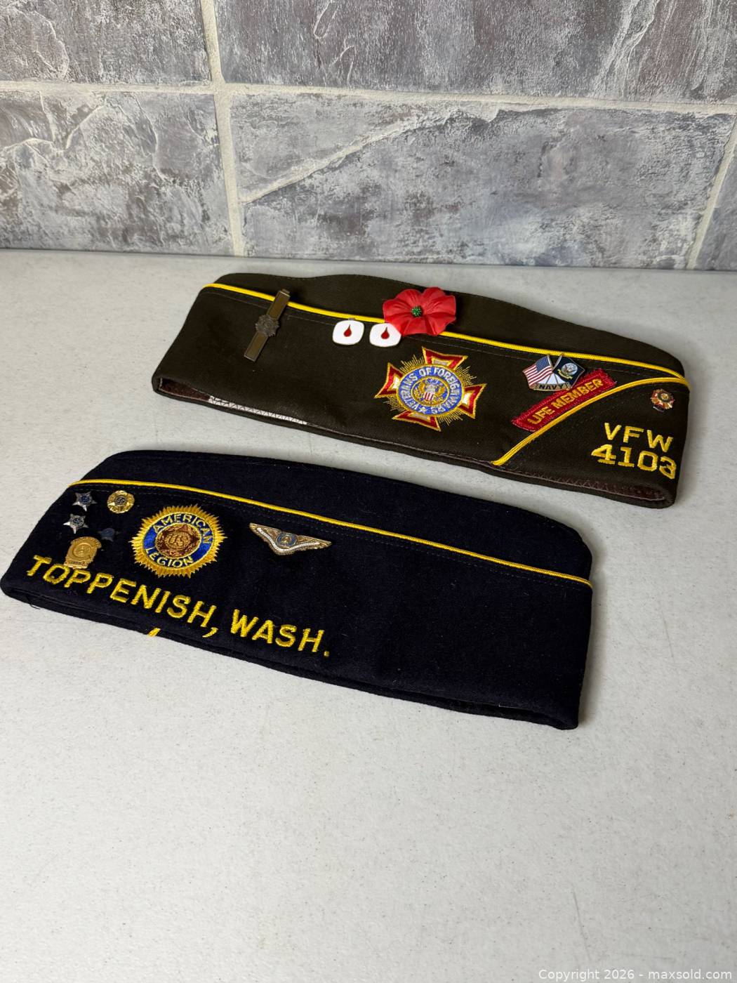 American Legion and VFW garrison caps with pins | Maxsold