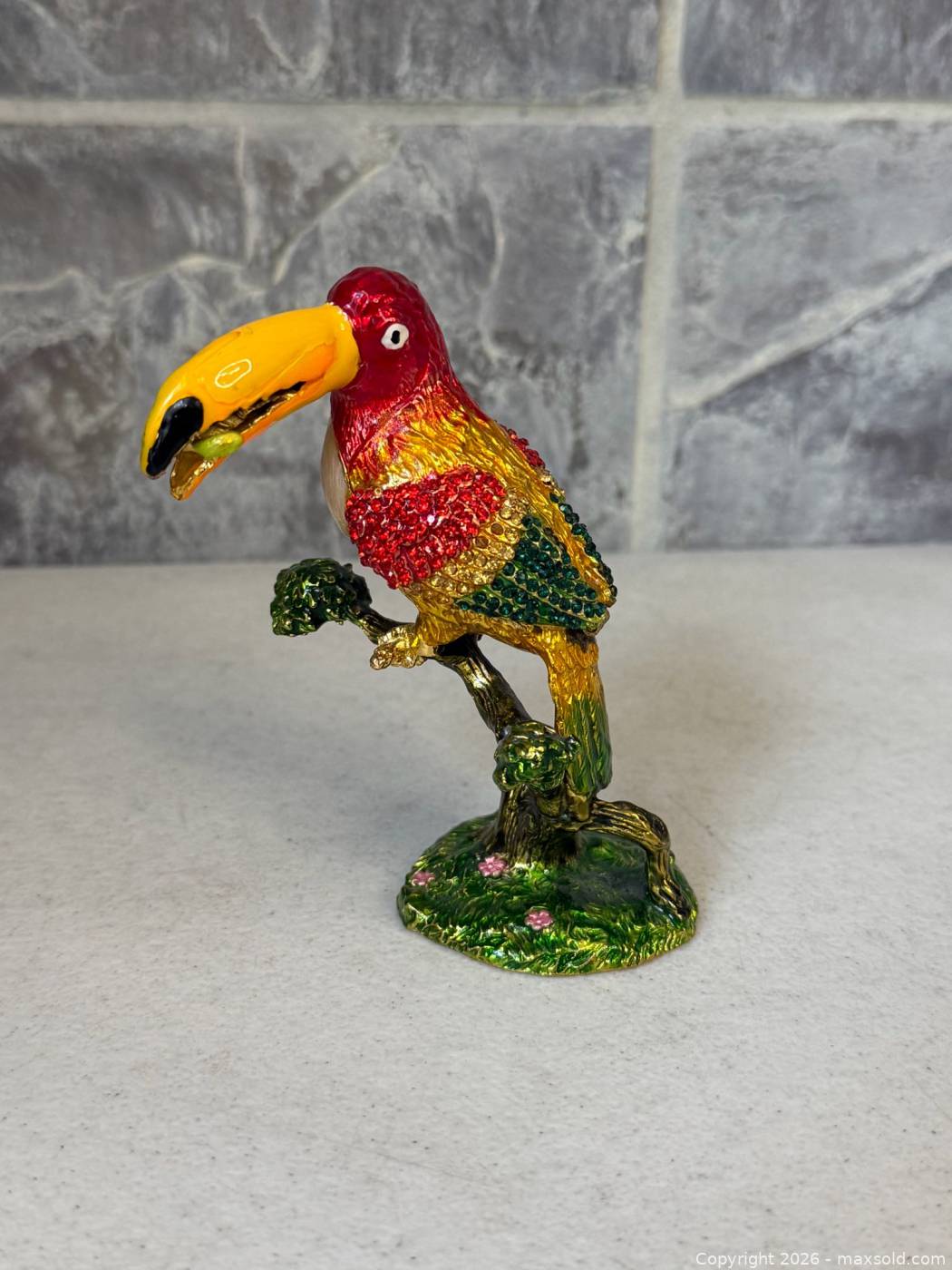 Bejeweled Enameled Toucan Trinket Box Figurine | Maxsold