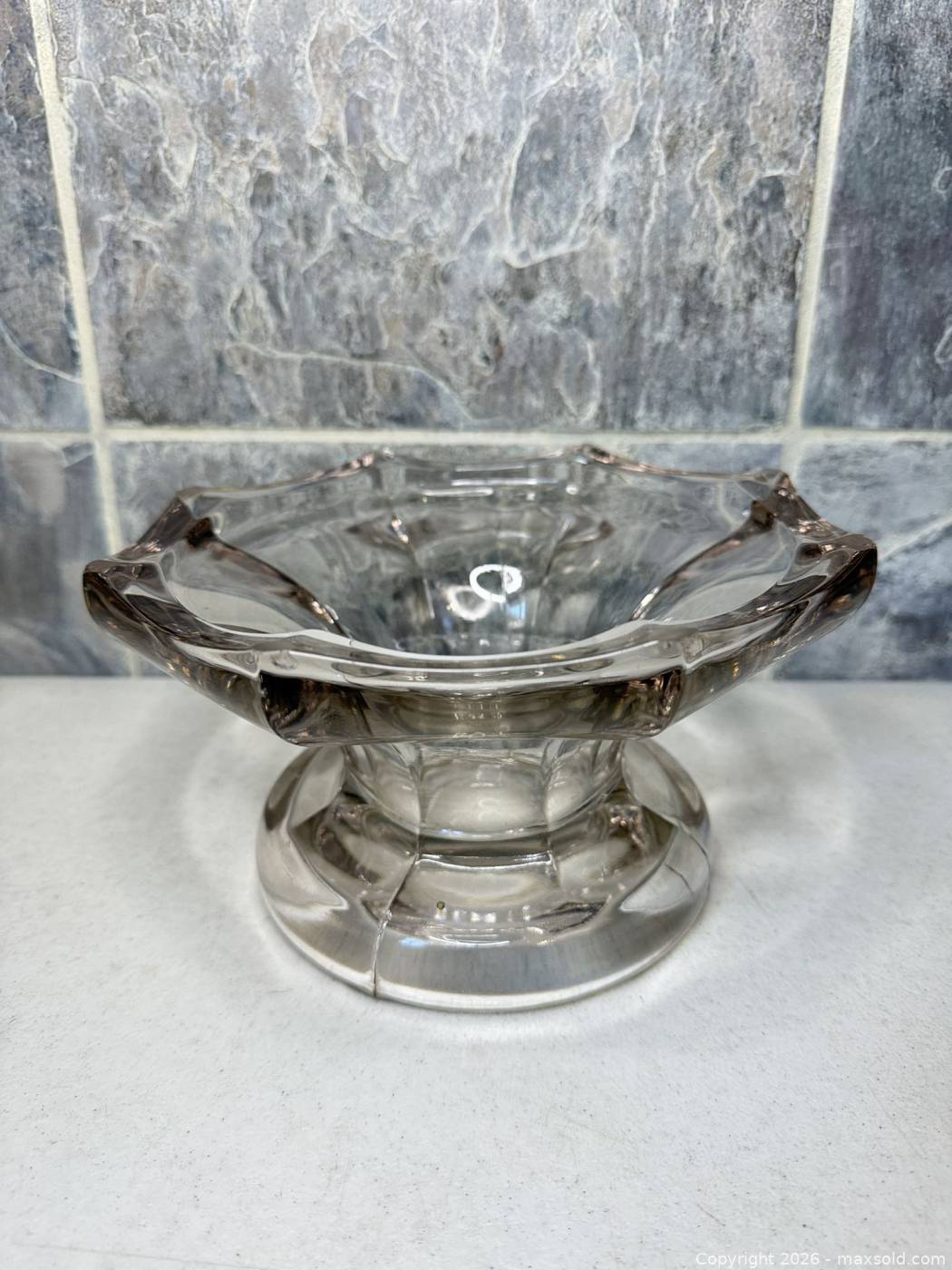 Vintage Smoky Pressed Glass Compote | Maxsold