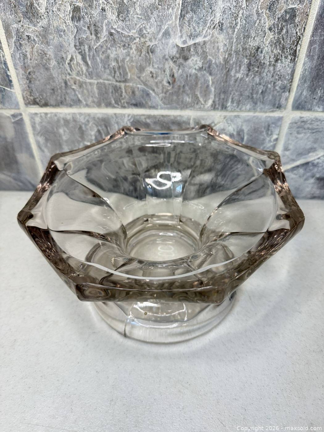 Vintage Smoky Pressed Glass Compote | Maxsold