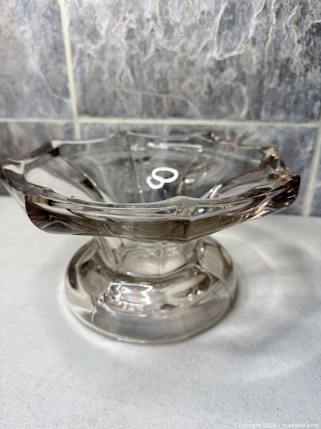 Vintage Smoky Pressed Glass Compote | Maxsold