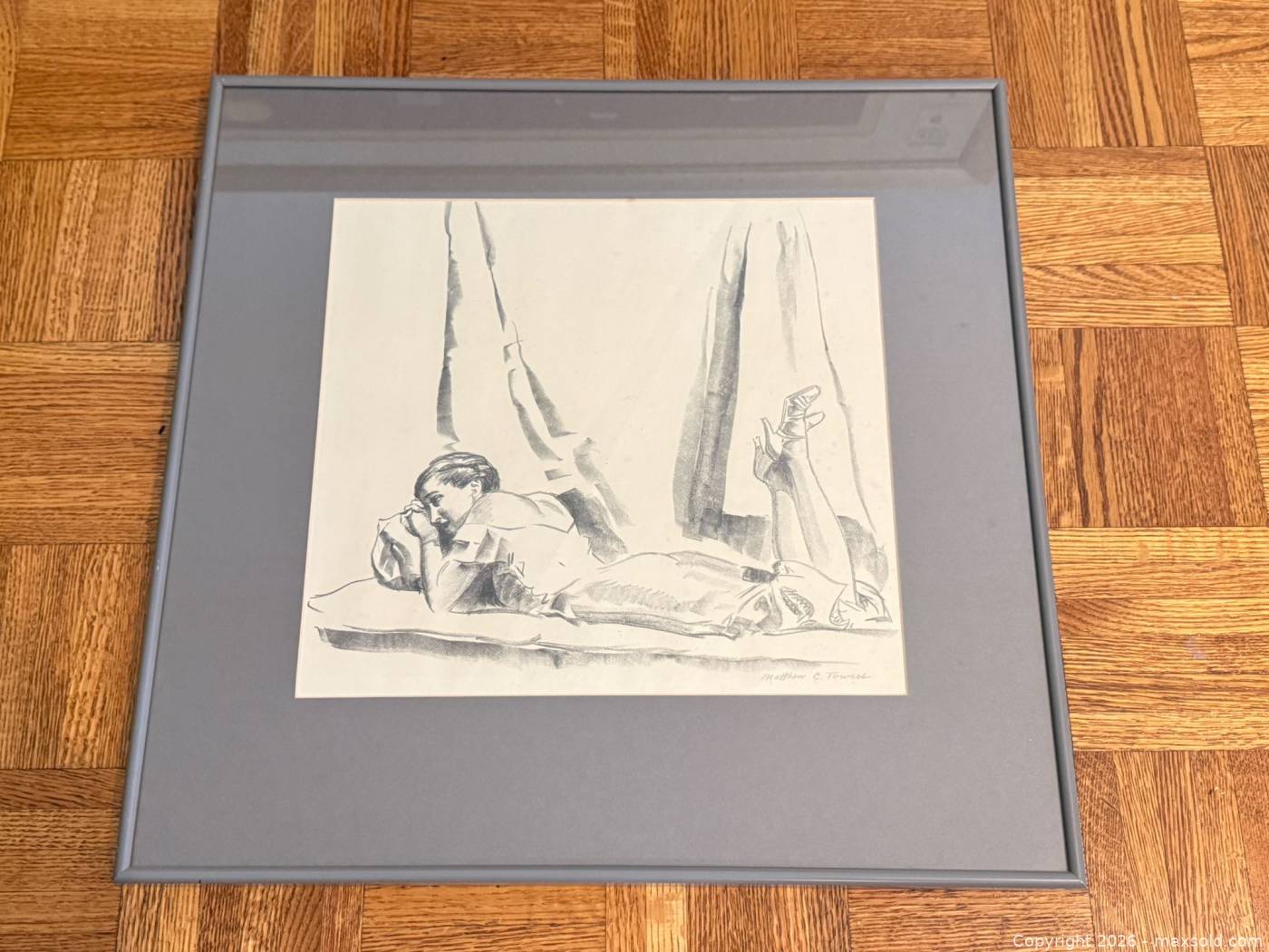 Signed Matthew C. Towers charcoal and pencil drawing | Maxsold