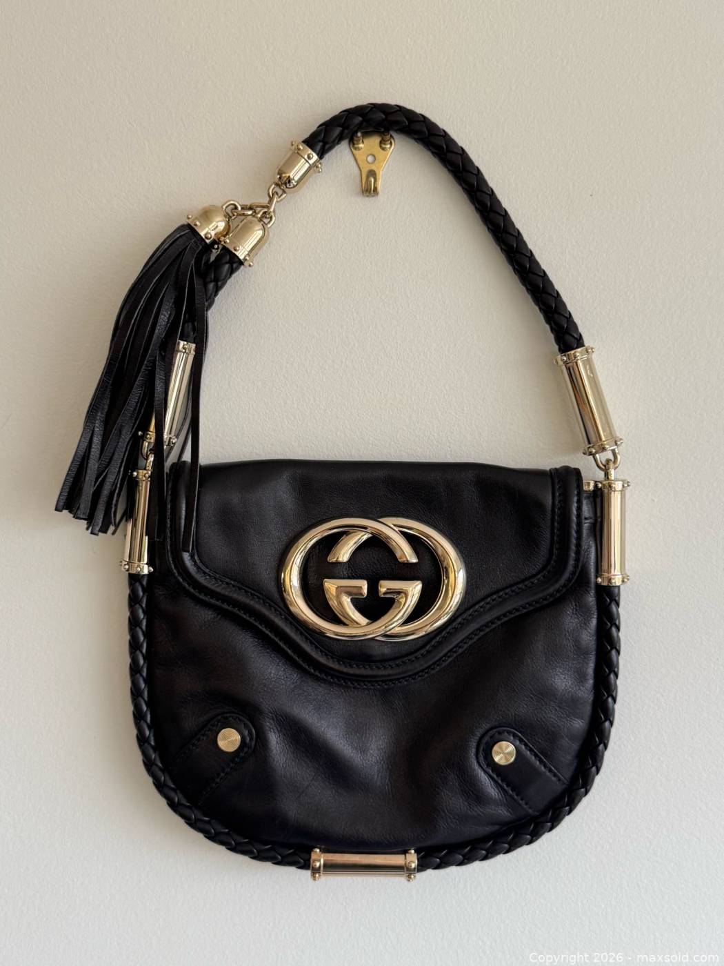 Gucci Britt Tassel Black Leather Shoulder Bag | Maxsold