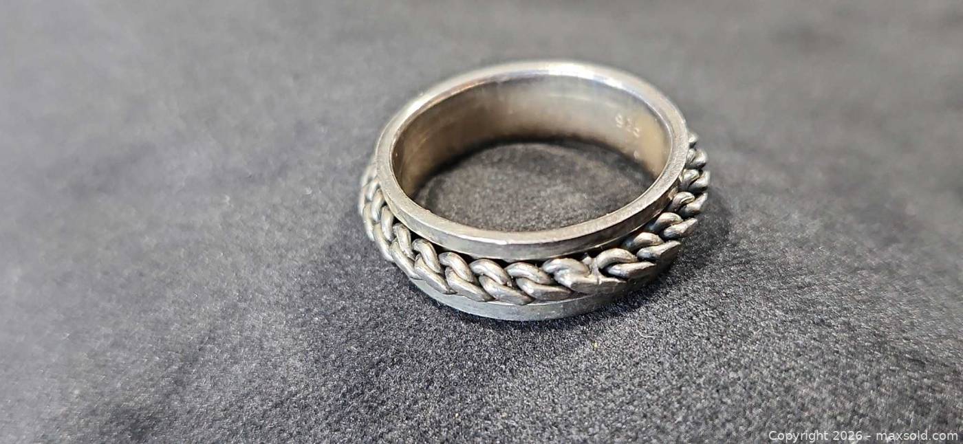 Men's sterling chain-link fidget ring size 13 | Maxsold