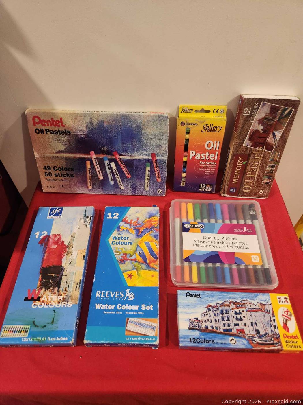 Watercolors Oil Pastels Markers In Case | Maxsold
