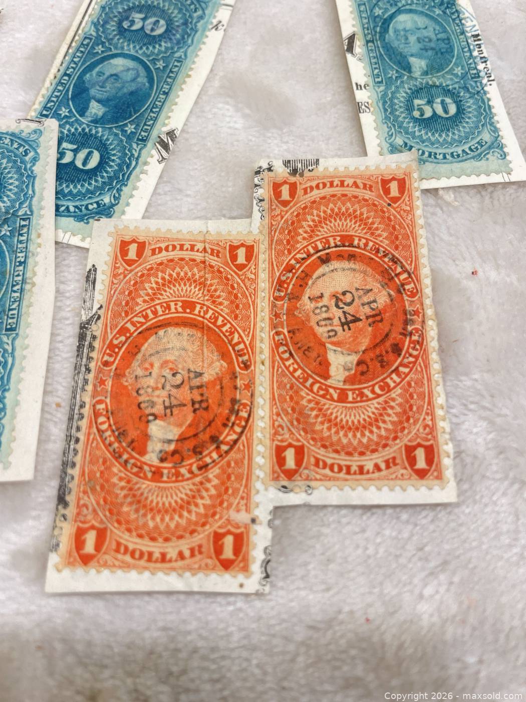 US Documentary Revenue Stamps 50¢ and $1 Cancelled Lot | Maxsold