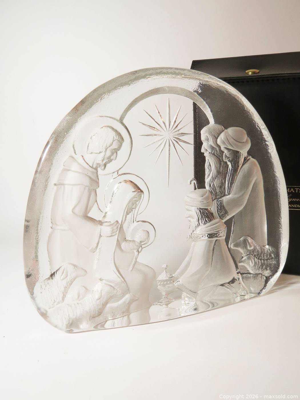 Mats Jonasson full lead crystal nativity sculpture 9x10in with case ...