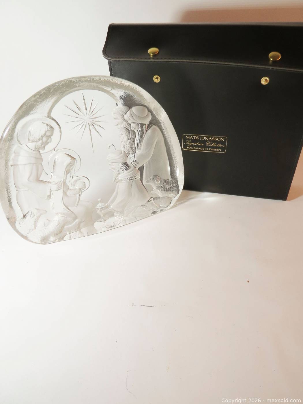 Mats Jonasson full lead crystal nativity sculpture 9x10in with case ...