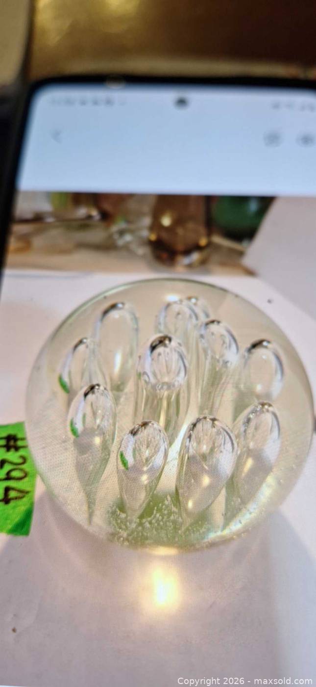 Vintage art glass controlled bubble paperweight | Maxsold