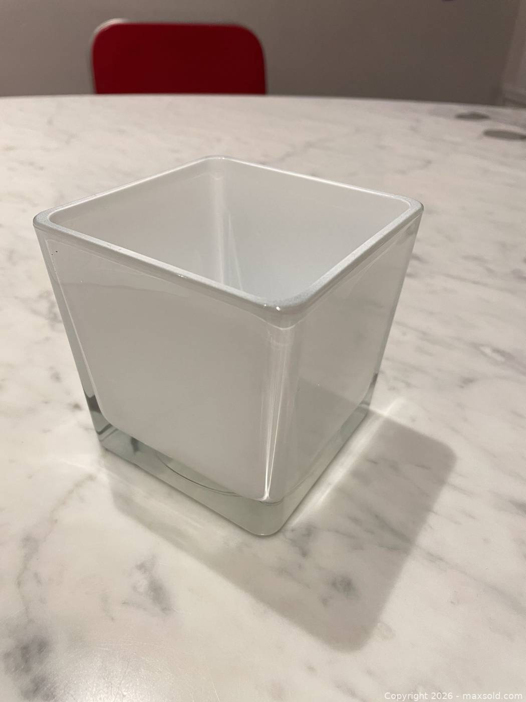 Opaque White Frosted Glass Square Vase 4–6 in | Maxsold