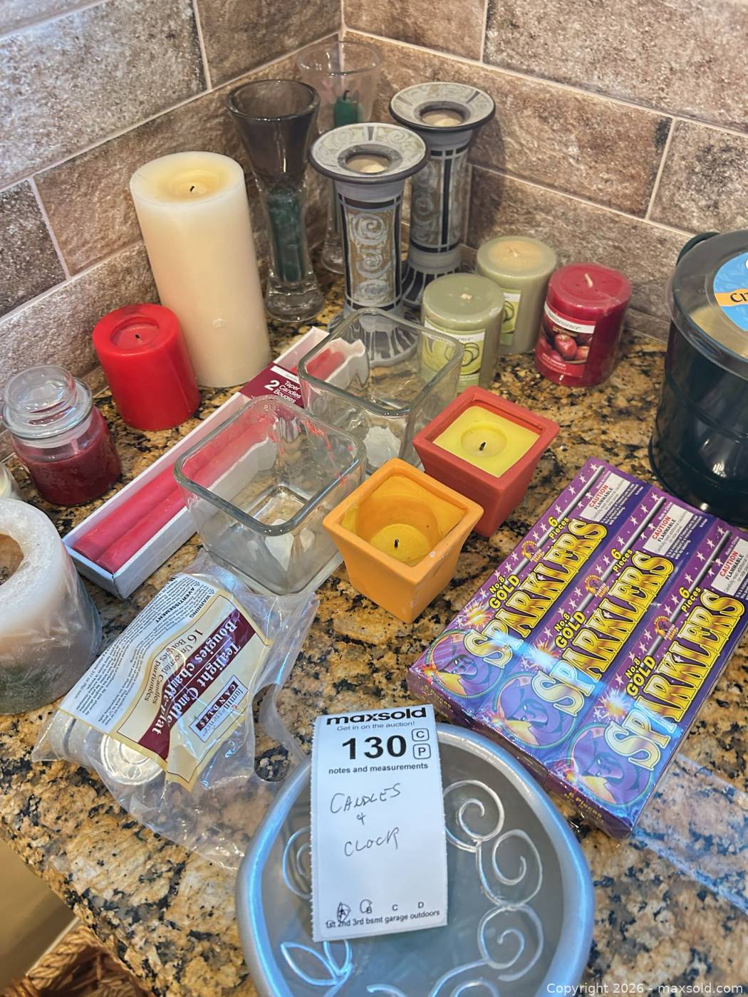 Candles assorted with wall clock | Maxsold