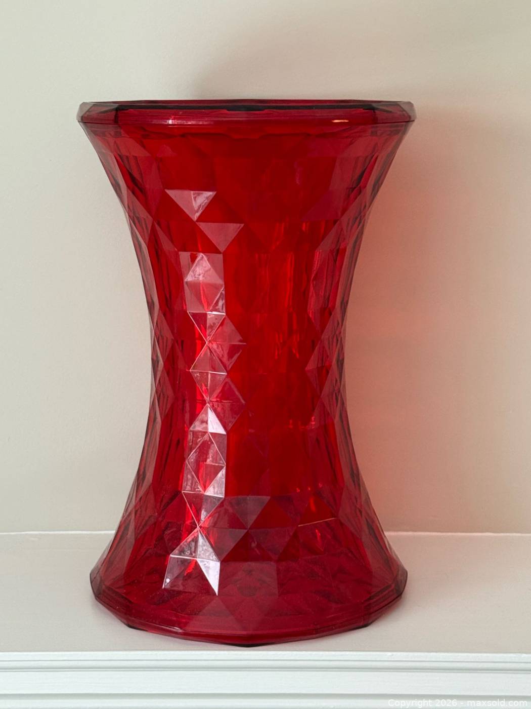 Kartell Style Stone red acrylic stool | Maxsold