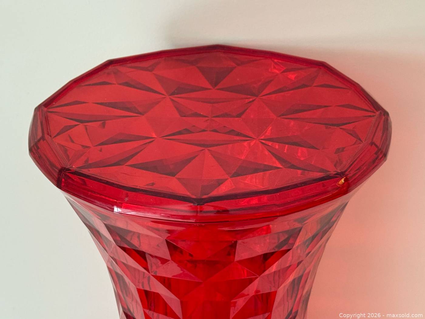 Kartell Style Stone red acrylic stool | Maxsold