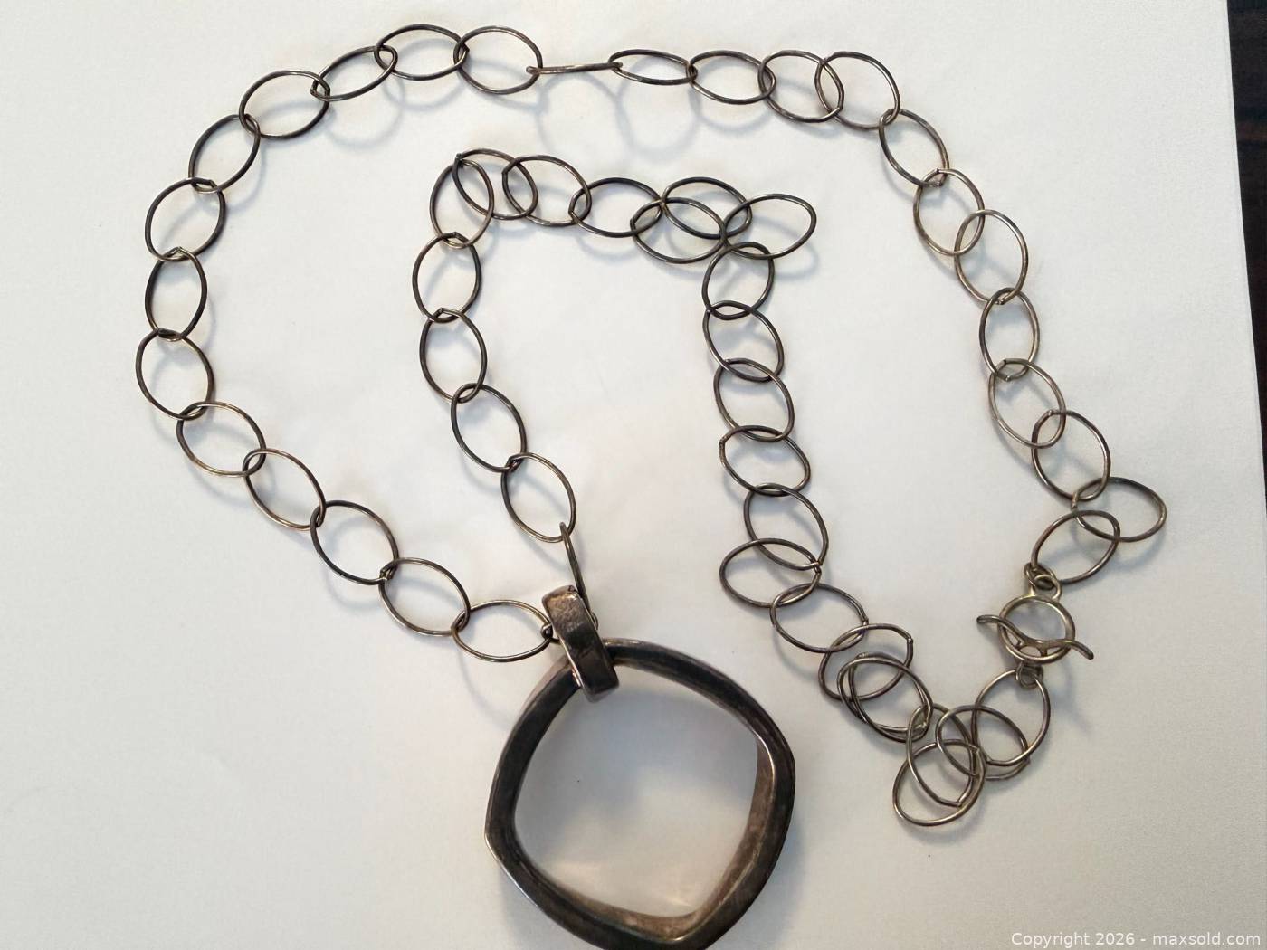 Sterling Silver Link Necklace With Pendant | Maxsold