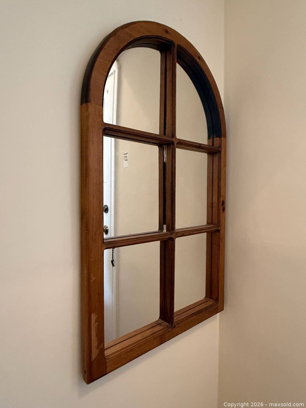 Pine arch window frame wall mirror | Maxsold