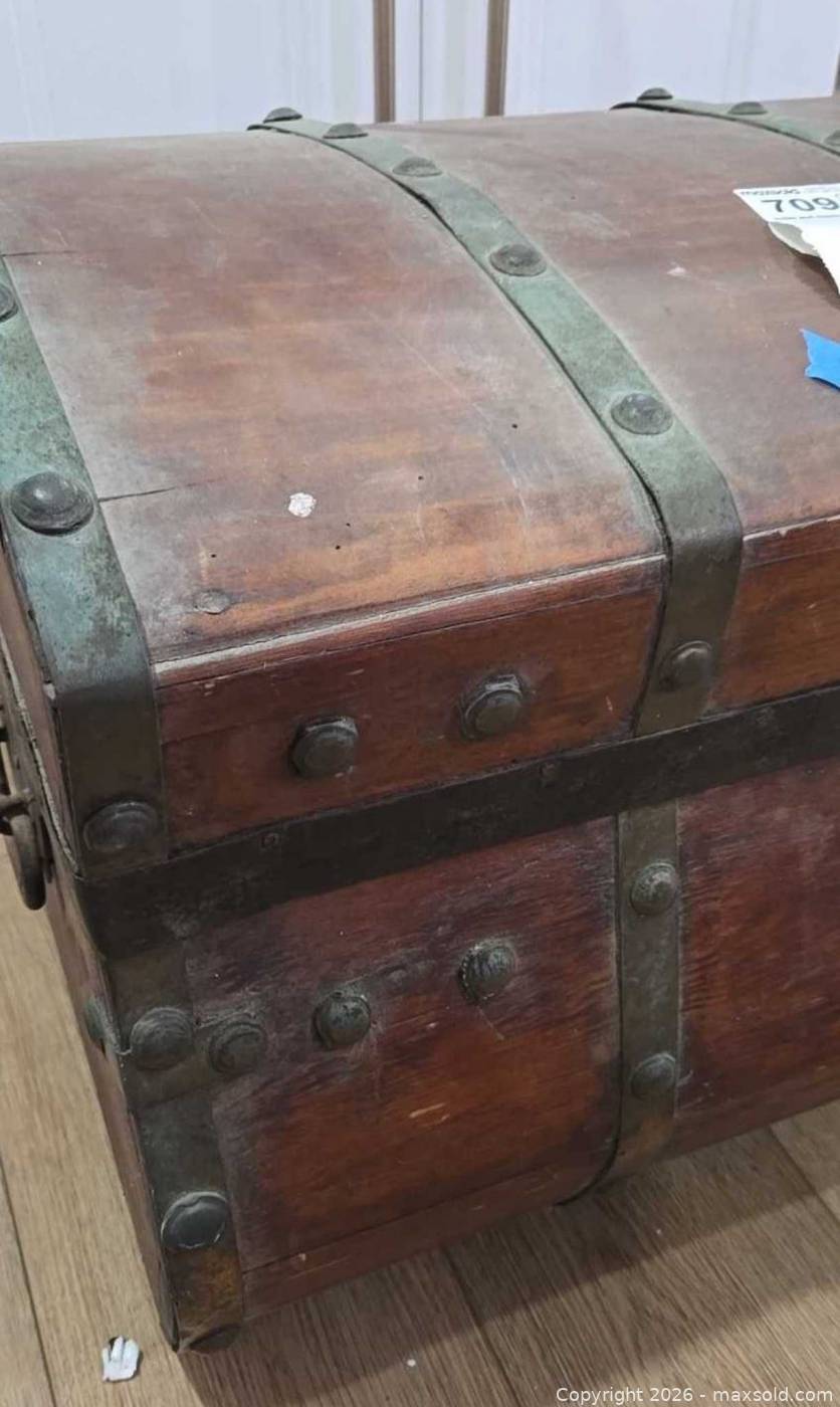 Brass bound cedar Jenny Lind trunk | Maxsold