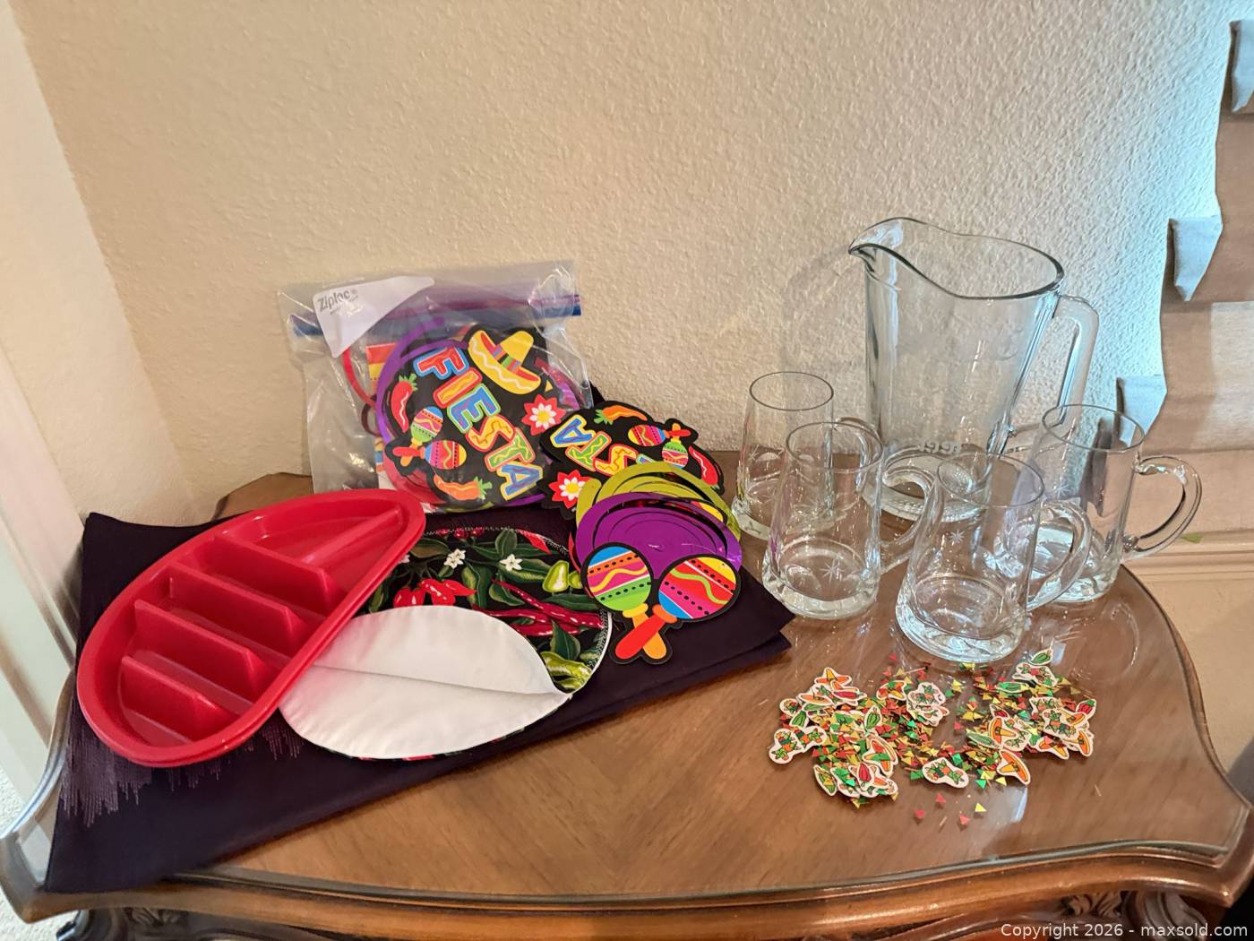 Glass Pitcher, Beer Steins, Taco Servers, Tortilla Warmer, Fiesta Décor ...