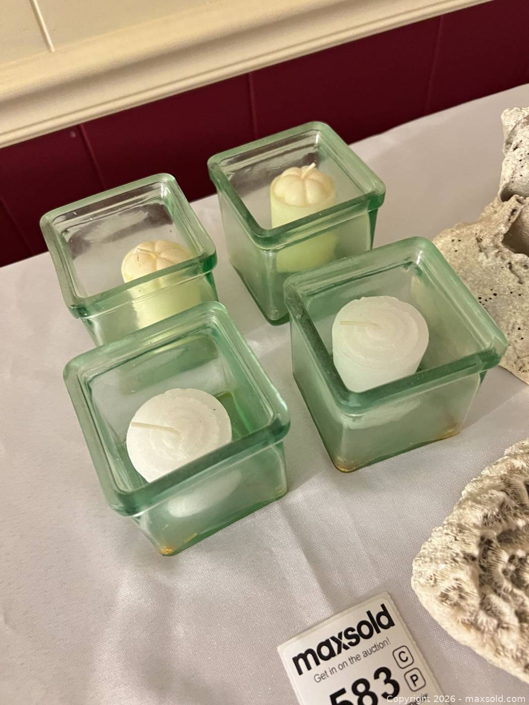 Ceramic Tray, Bowl, Glass Votives, Coral & Shells | Maxsold