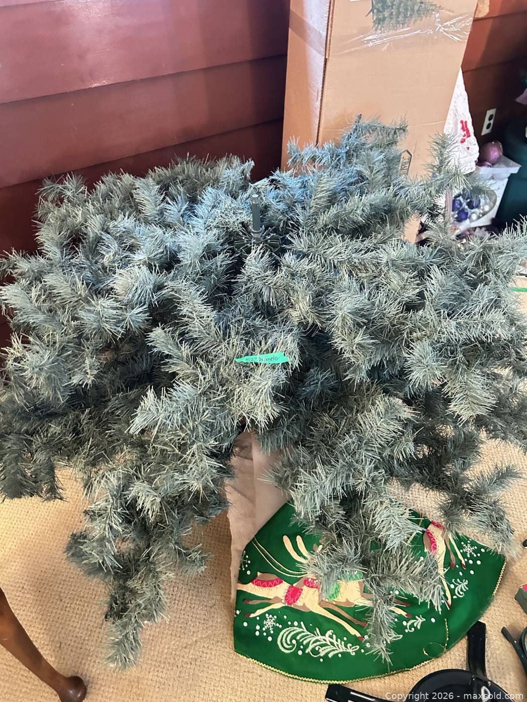 Pale blue-green 52" artificial Christmas tree with metal stand, tree ...