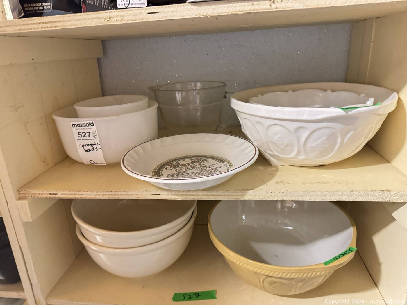 Mixed ceramic & glass mixing bowls, recipe plate, Fire-King 8-cup ...