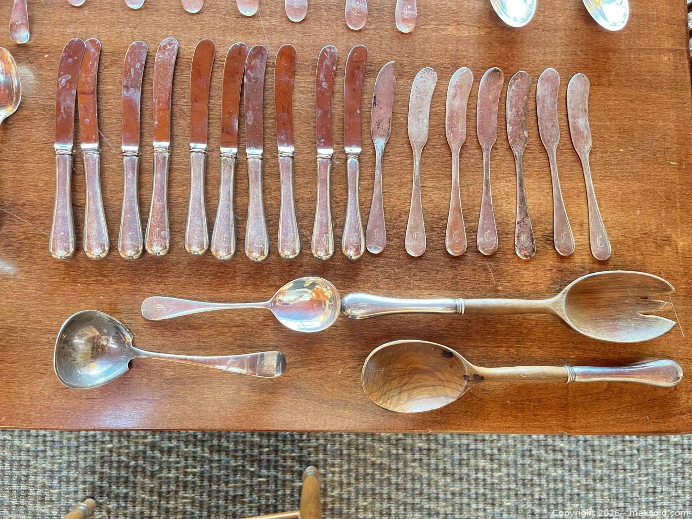 Sterling Silver Monogrammed Cutlery, 137-Piece | Maxsold