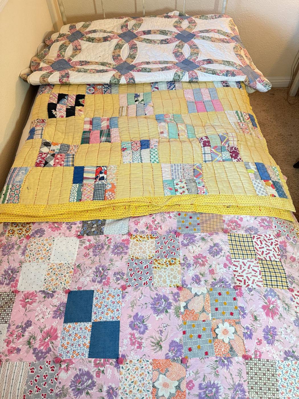 Three handmade patchwork quilts | Maxsold