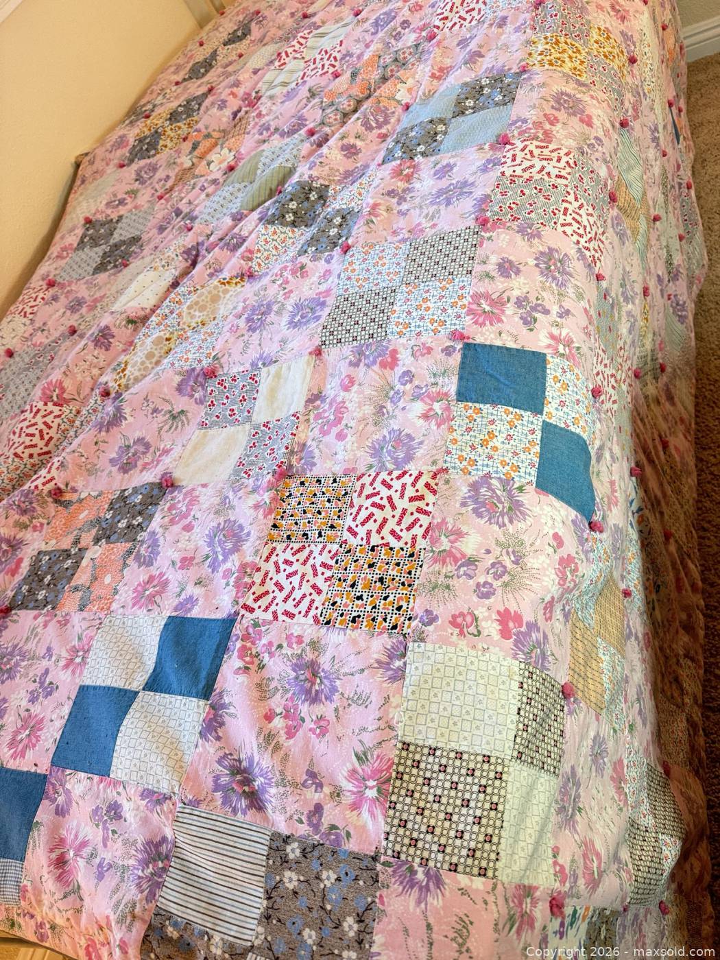 Three handmade patchwork quilts | Maxsold