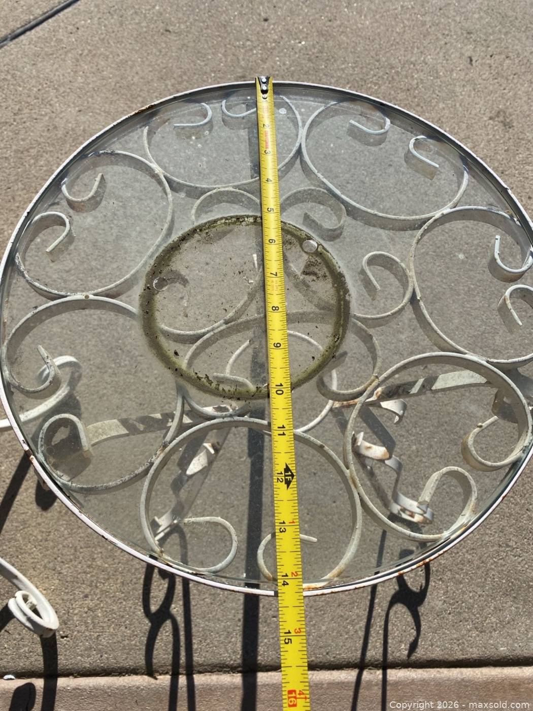 Vintage wrought iron outdoor side tables | Maxsold