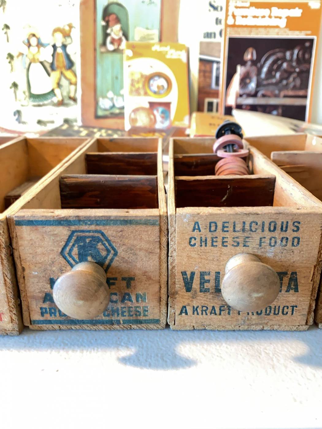 Wood Kraft Velveeta Cheese Boxes & Vintage Home Books | Maxsold