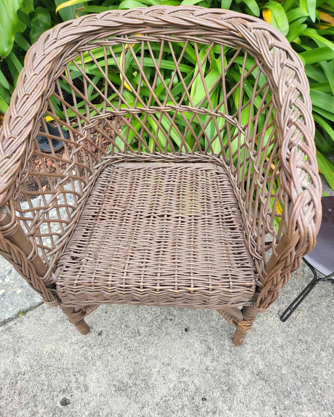 Two Wicker Child Chairs & Metal Decorative Chair | Maxsold