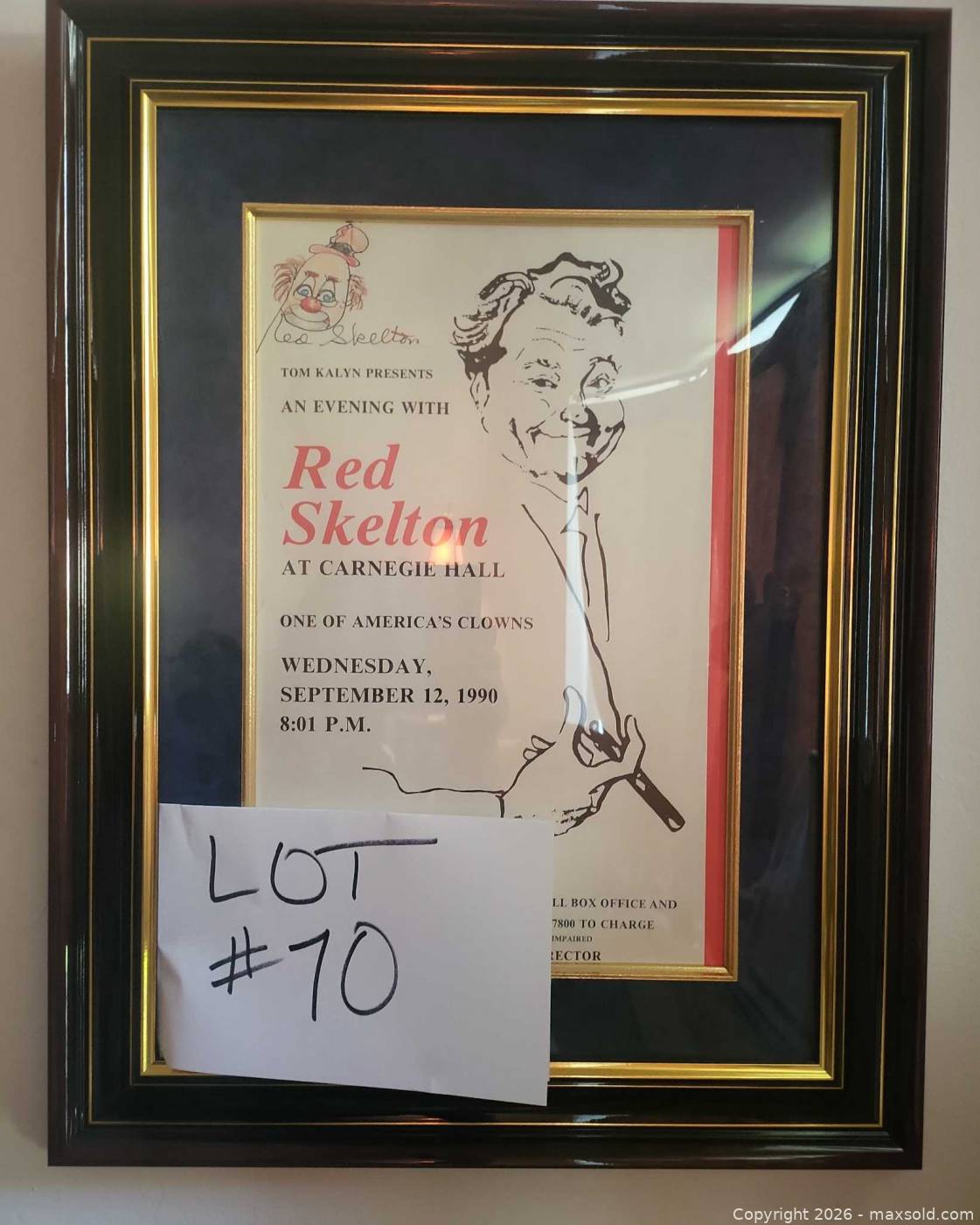 Framed signed Red Skelton Carnegie Hall poster | Maxsold