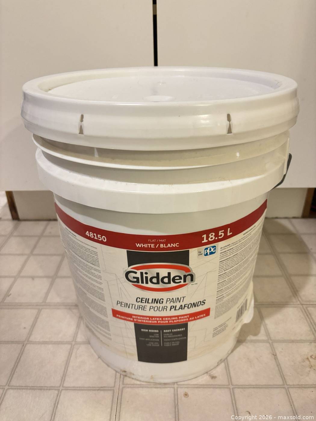 Glidden interior ceiling paint white flat 18.5 L | Maxsold