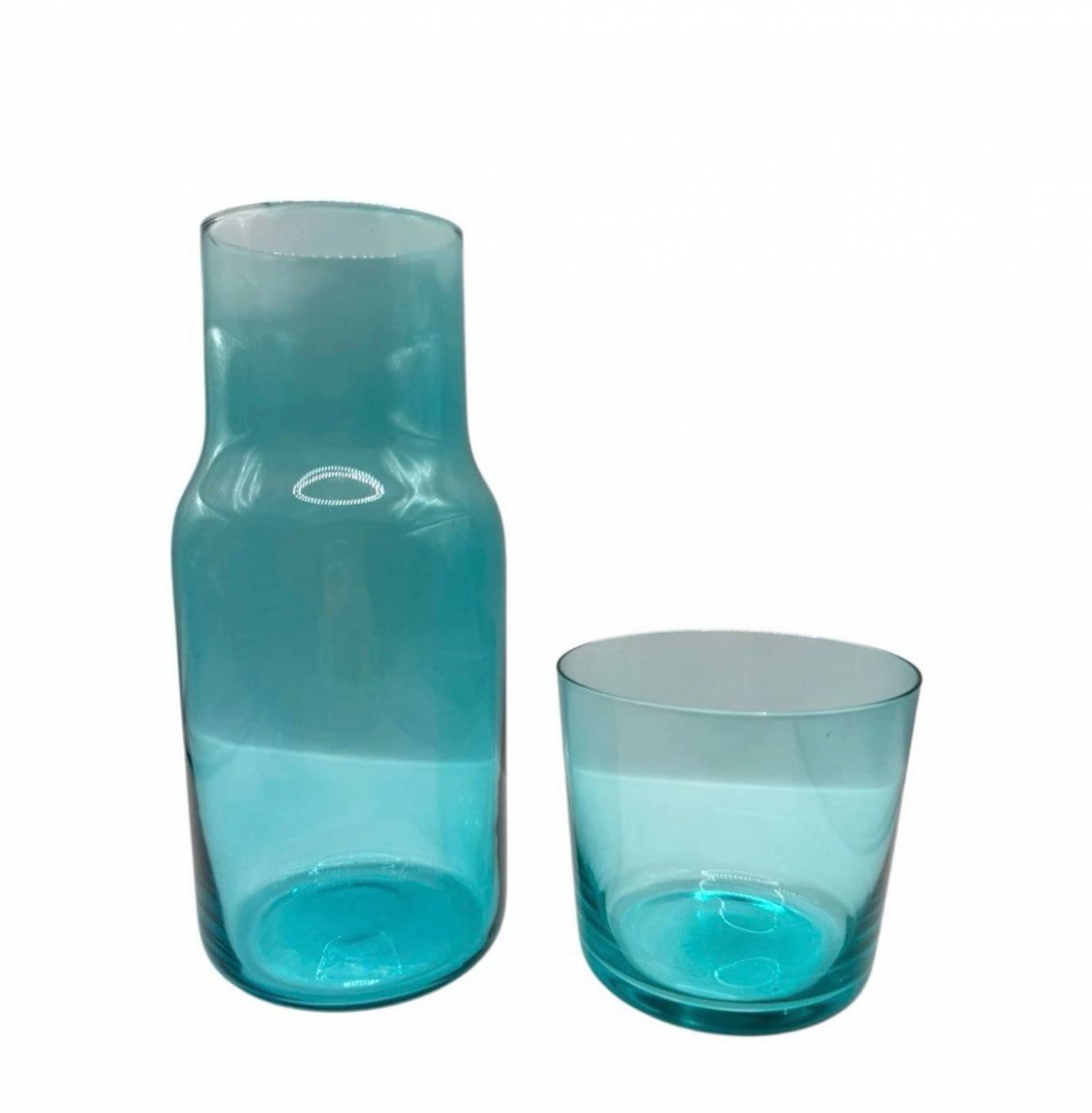 Jonathan Adler aqua bedside carafe set | Maxsold