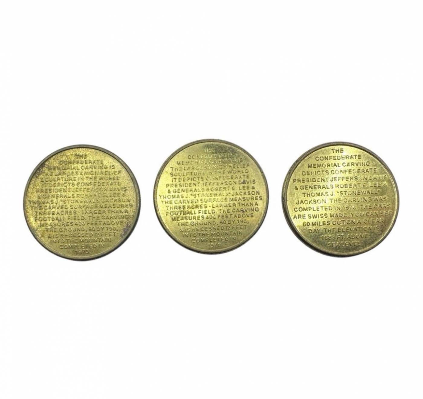Set of 3 Stone Mountain Park brass tokens | Maxsold