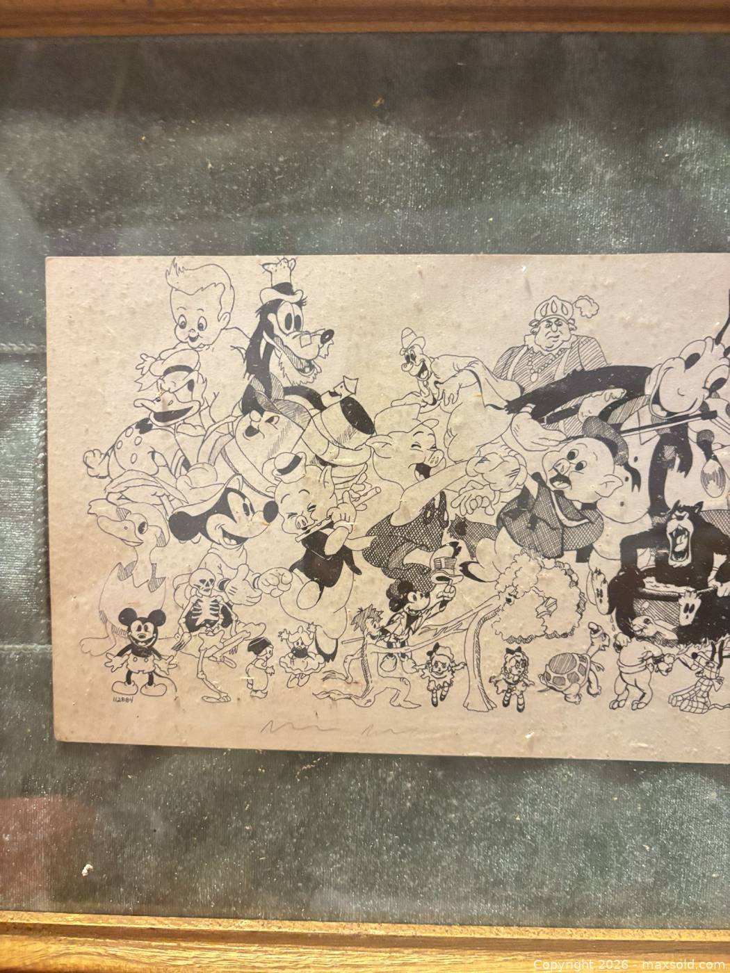 Framed panoramic Disney character line art print | Maxsold