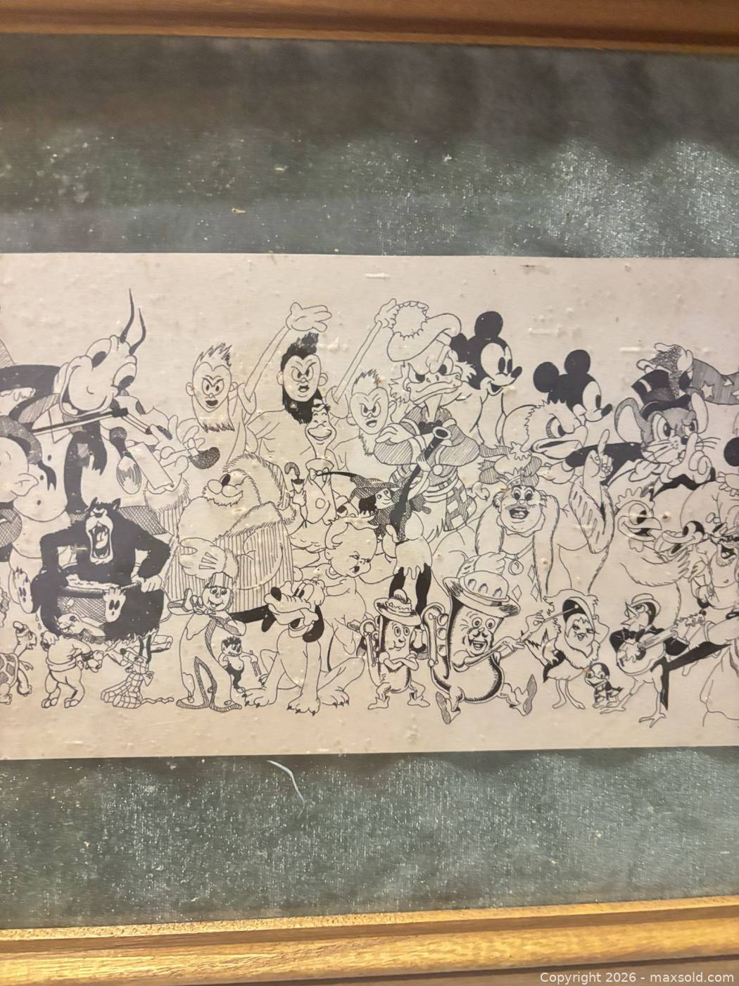 Framed panoramic Disney character line art print | Maxsold