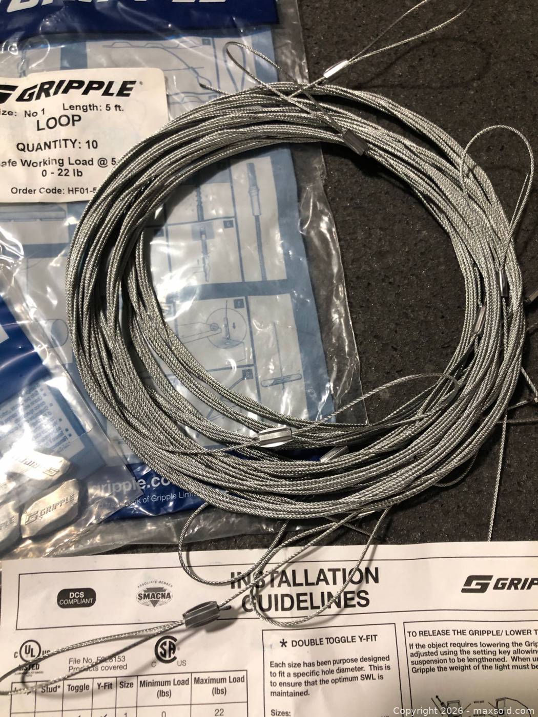 Gripple No.1 5-ft Loop Hanger Cables, 10-Pack | Maxsold