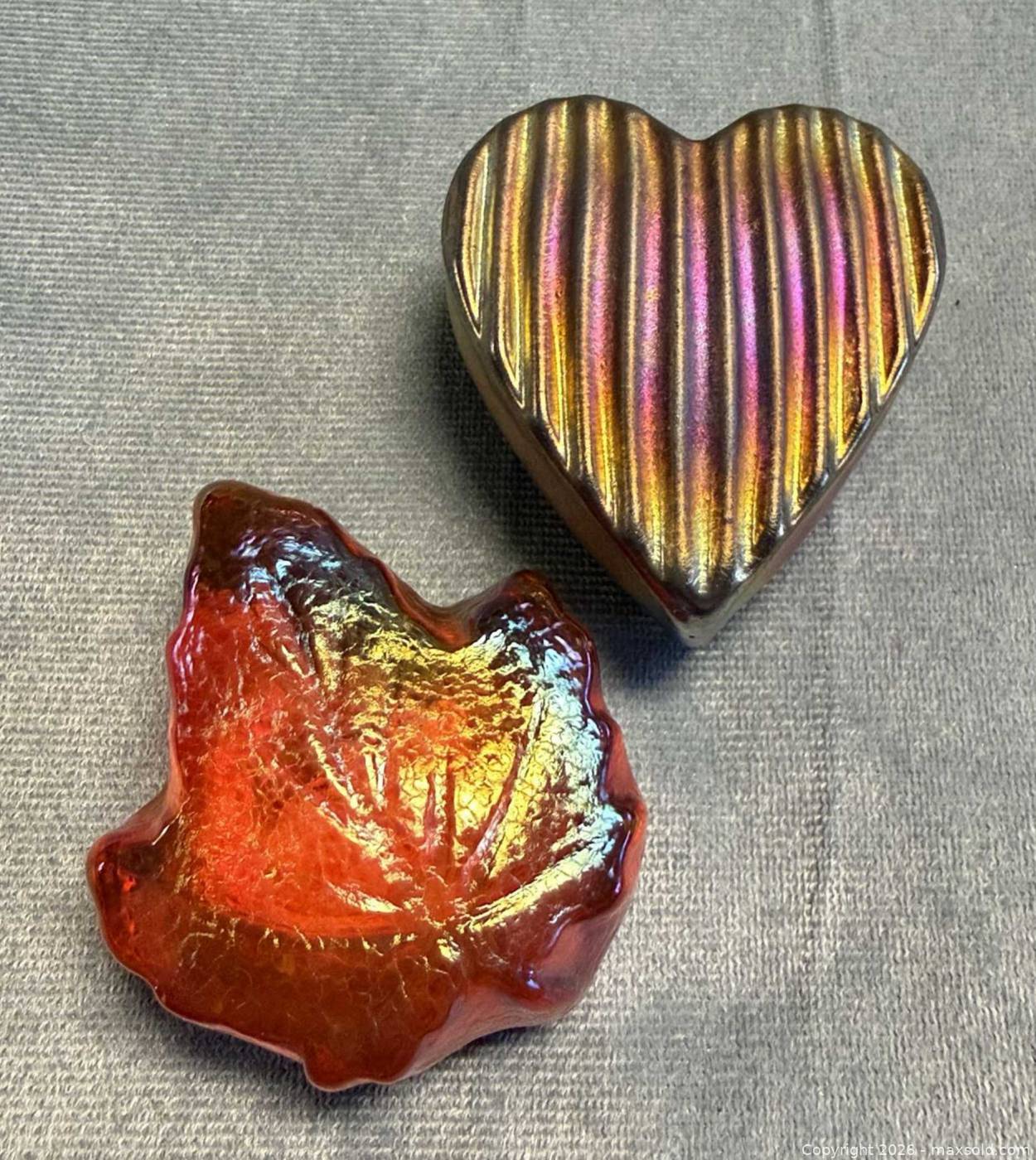 Signed Robert Held Iridescent Glass Paperweights | Maxsold