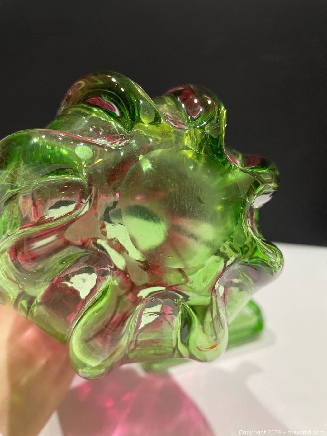 Art Deco Uranium Glass Elephant Ashtray and Teleflora Watermelon Hand ...