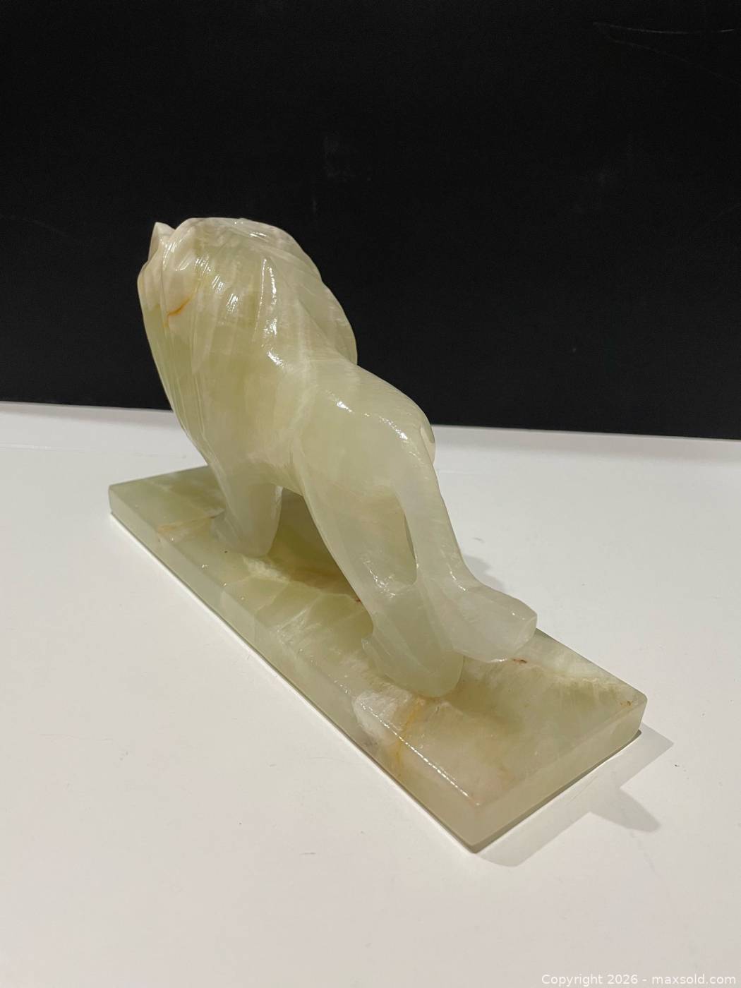 Vintage Hand Carved Alabaster Onyx Lion Statue | Maxsold