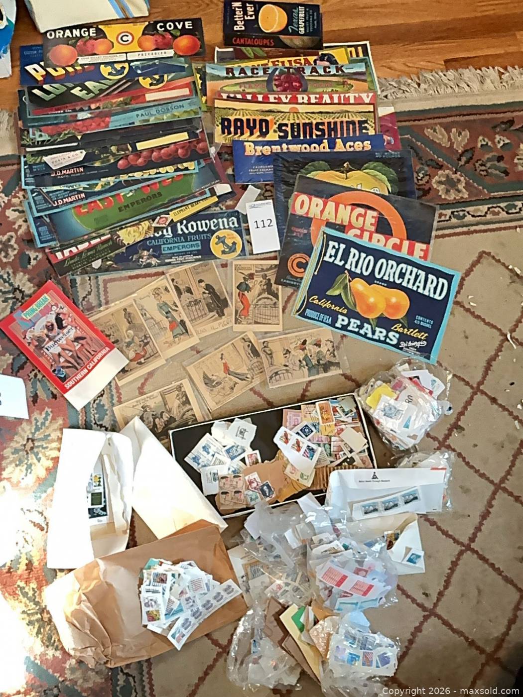Fruit crate labels, Apollo magazines, postcards, stamps | Maxsold