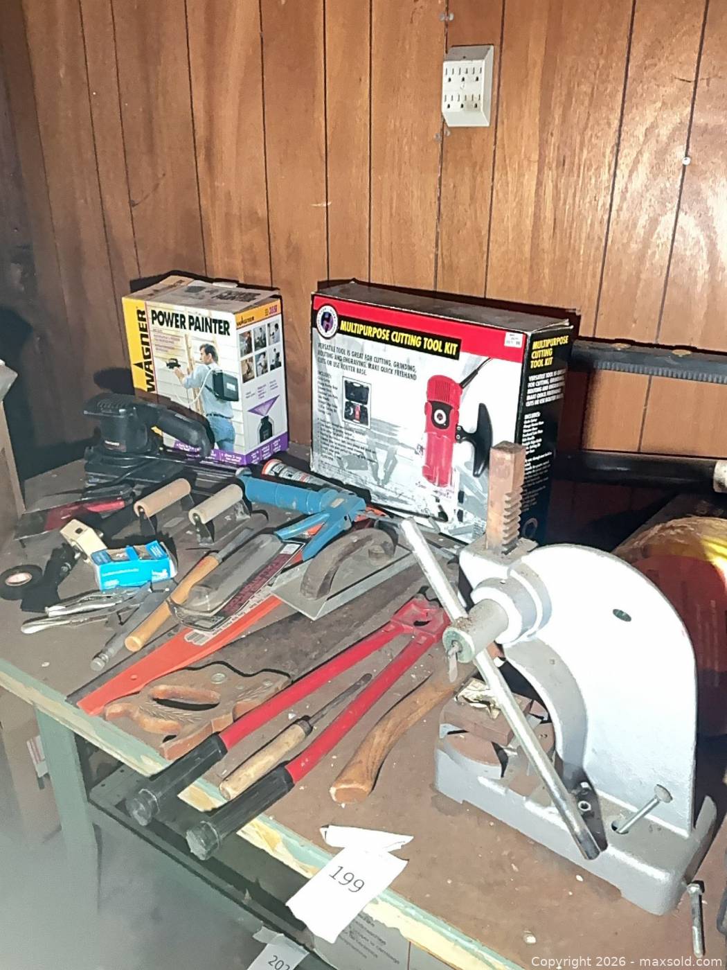 Mixed hand and power tool lot with hardware | Maxsold
