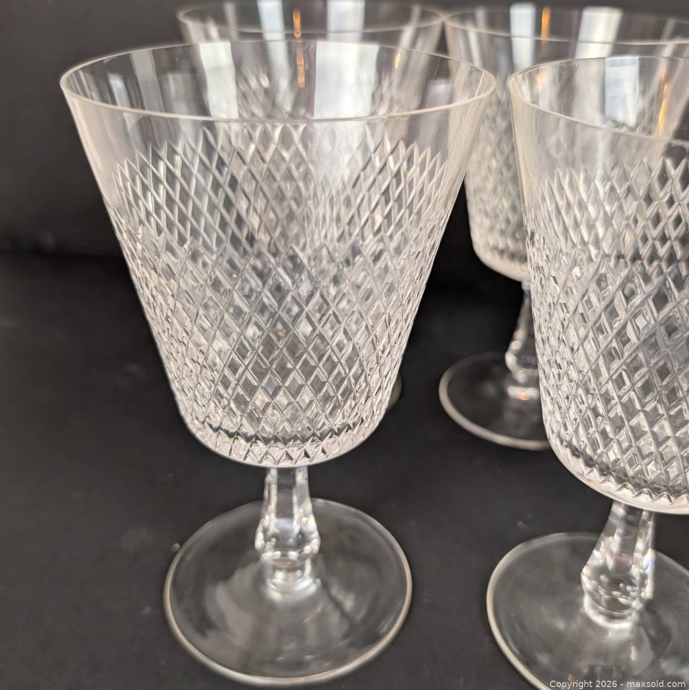 Fine Arts Royal Diamond crystal stemware and plates, 31 pieces | Maxsold