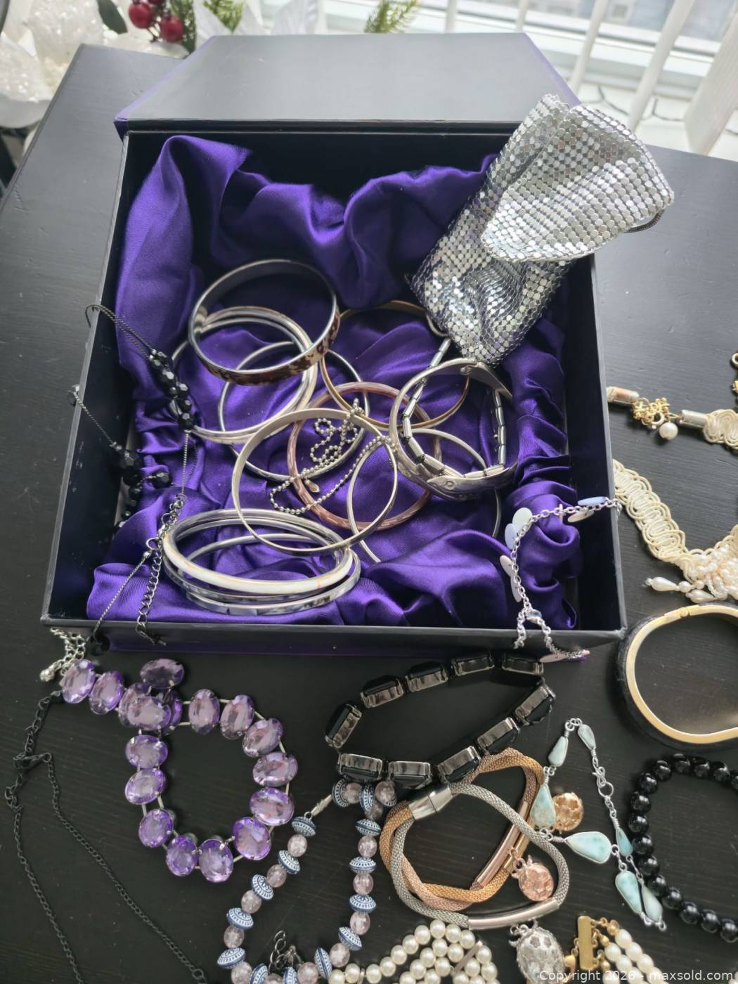 Mixed vintage & modern costume jewelry lot with amber & sterling ...