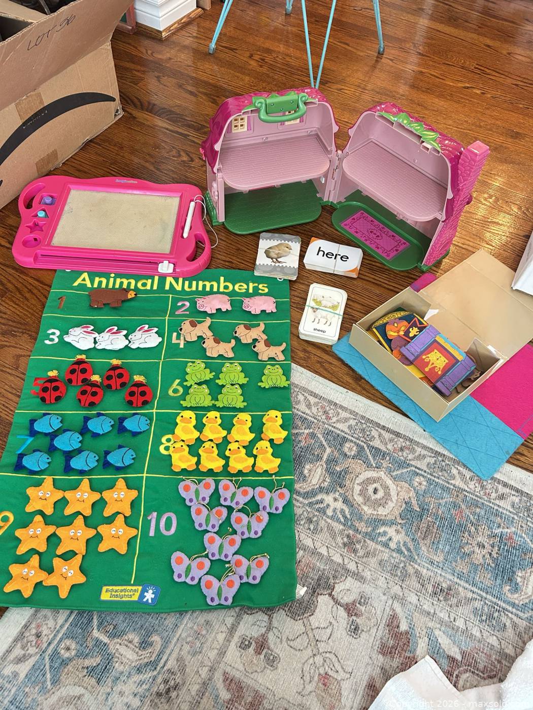 Animal Numbers felt mat, Imaginarium drawing board, foldable dollhouse ...