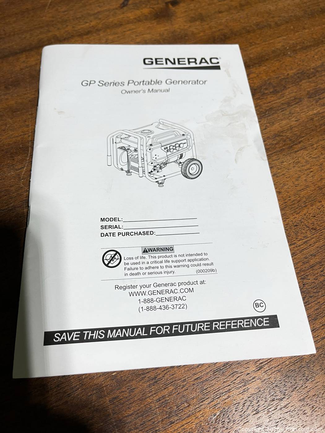 Generac GP Series 6500-watt portable generator with cables | Maxsold