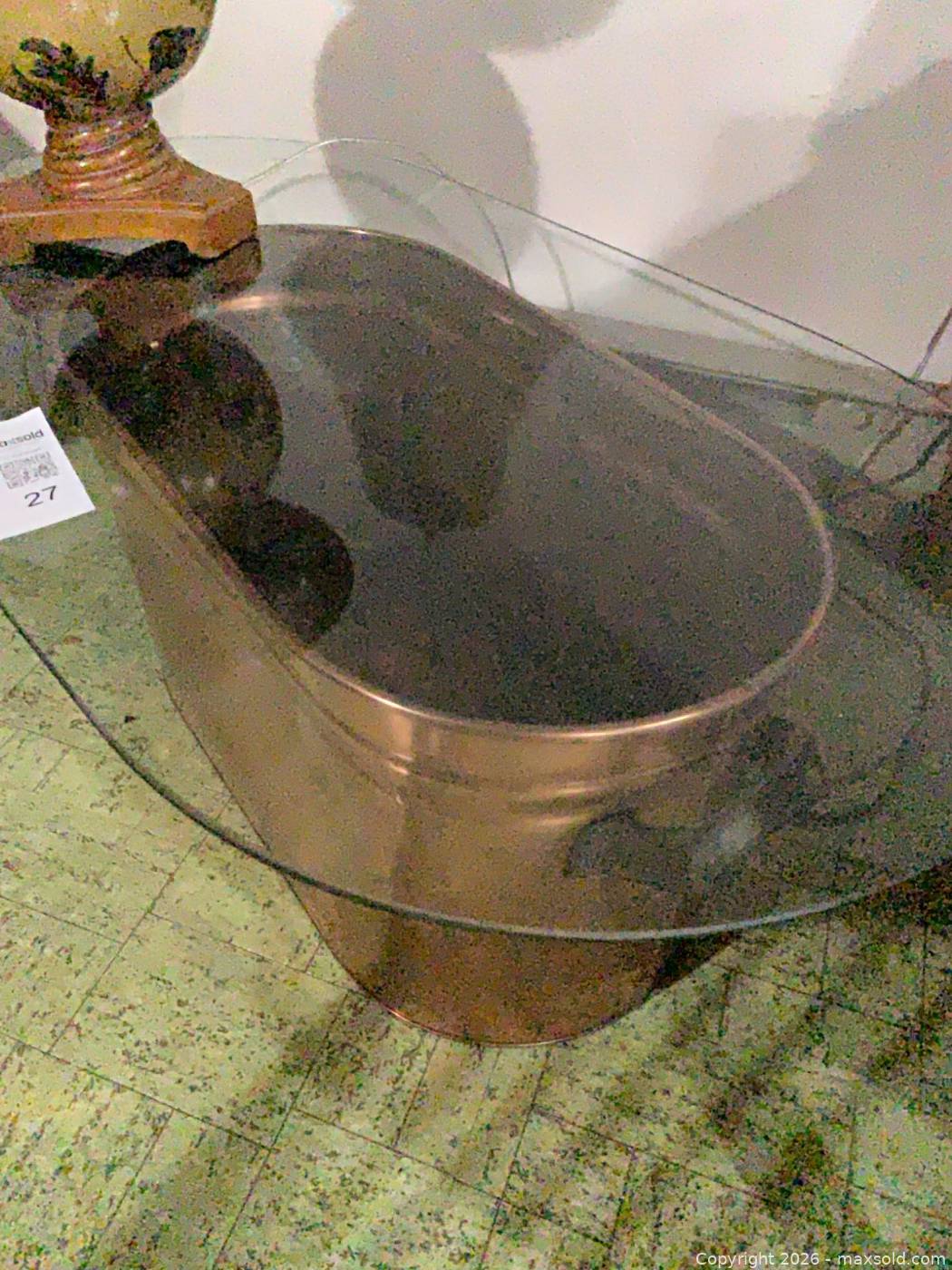 Copper boiler glass-top coffee table | Maxsold