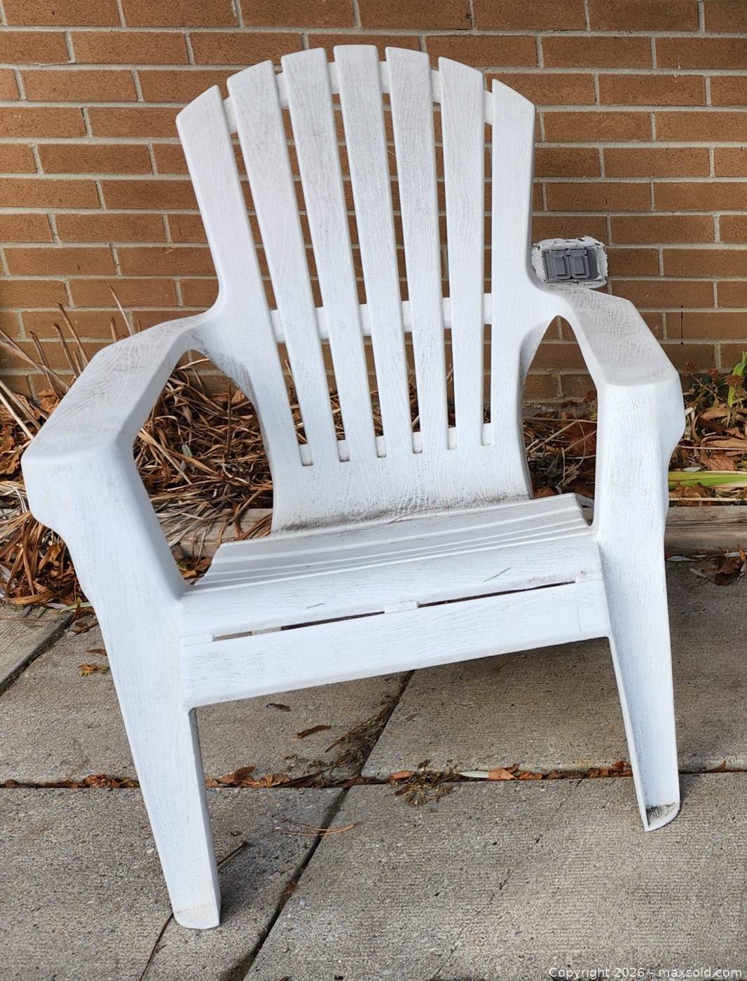 Pair white vinyl Adirondack chairs | Maxsold
