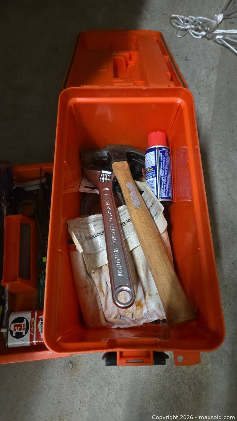 Two plastic tool chests with hand tools | Maxsold